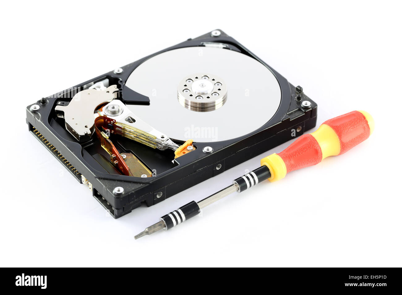 Black Hard disk and screwdriver isolated on white background Stock ...