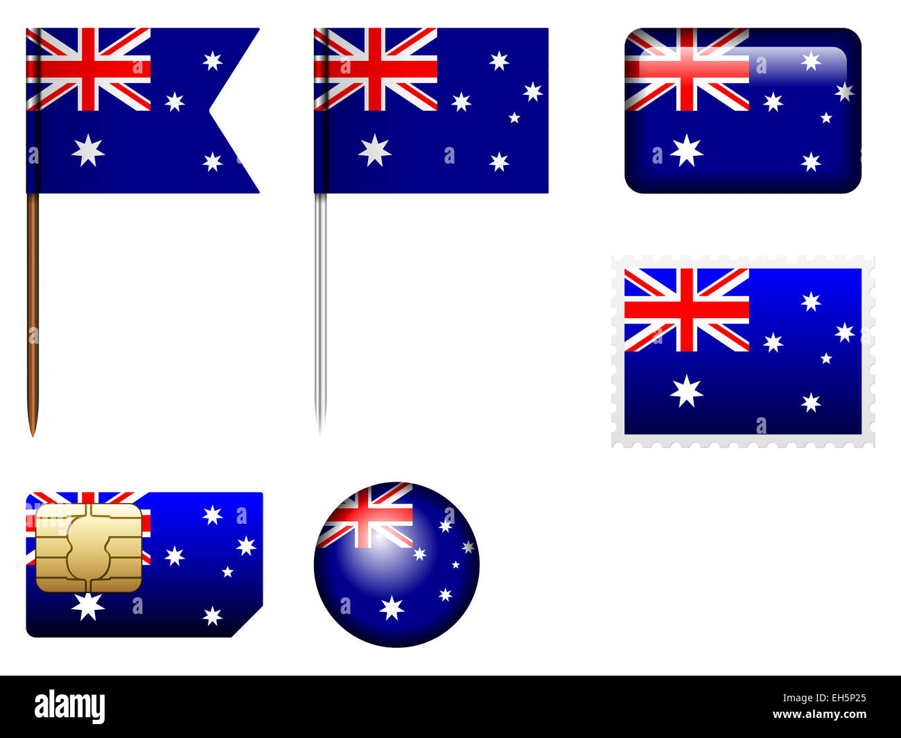 Australia flag set on a white background Stock Photo - Alamy