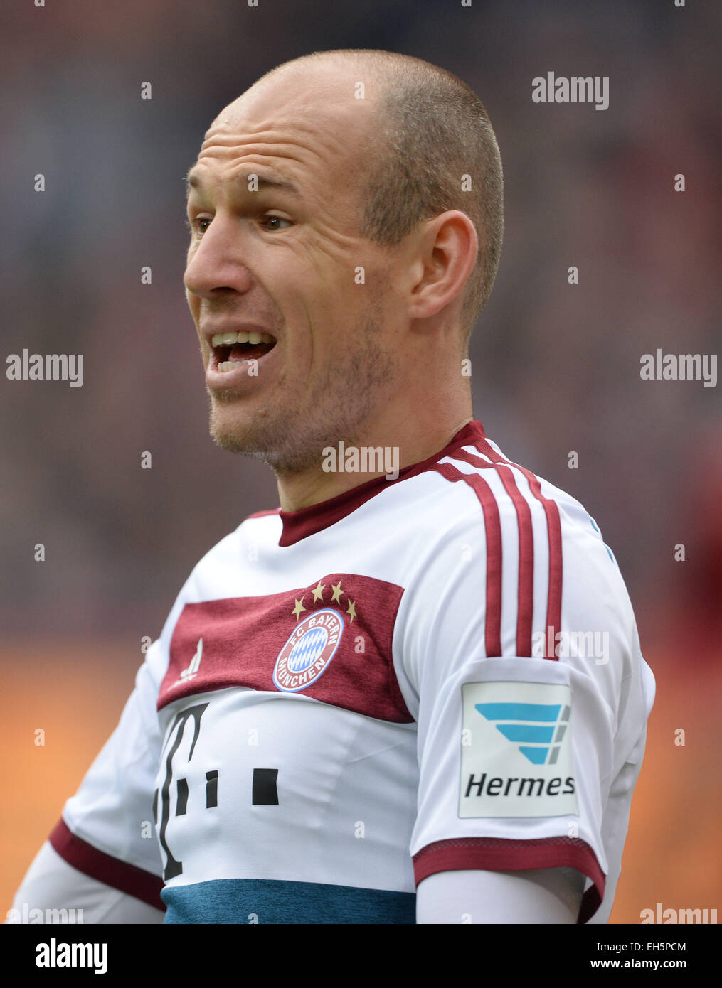 Hanover, Germany. 07th Mar, 2015. Munich's Arjen Robben looks on during ...