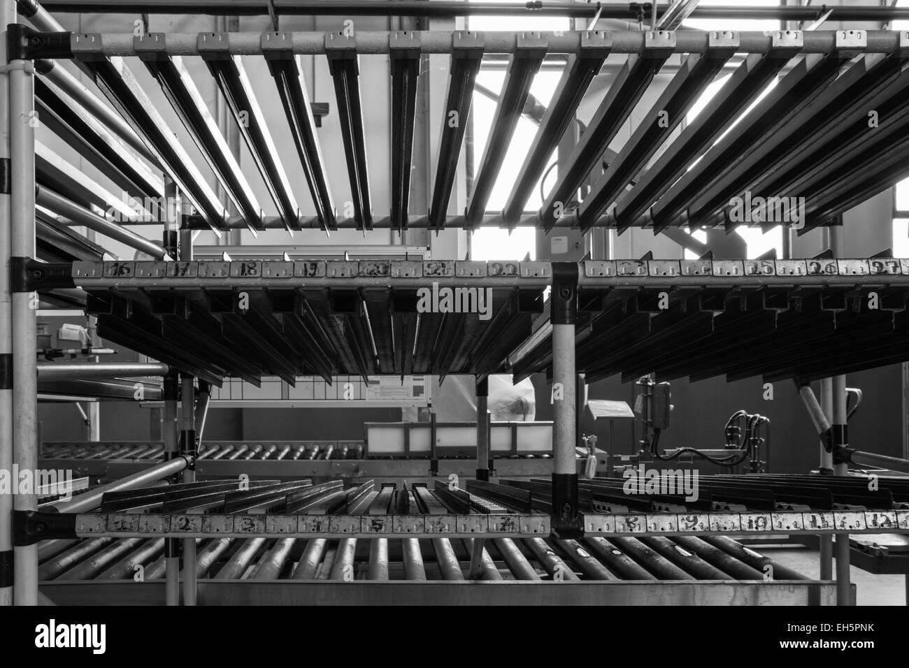 new modern assembly roller line Stock Photo - Alamy