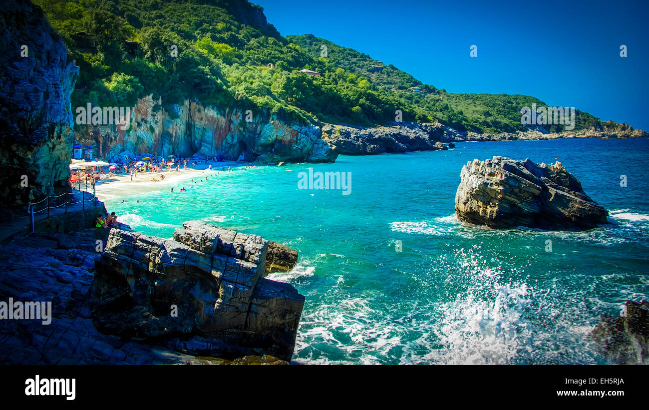 Mylopotamos beach, Pelion, Greece. It is near Tsagarada village in ...