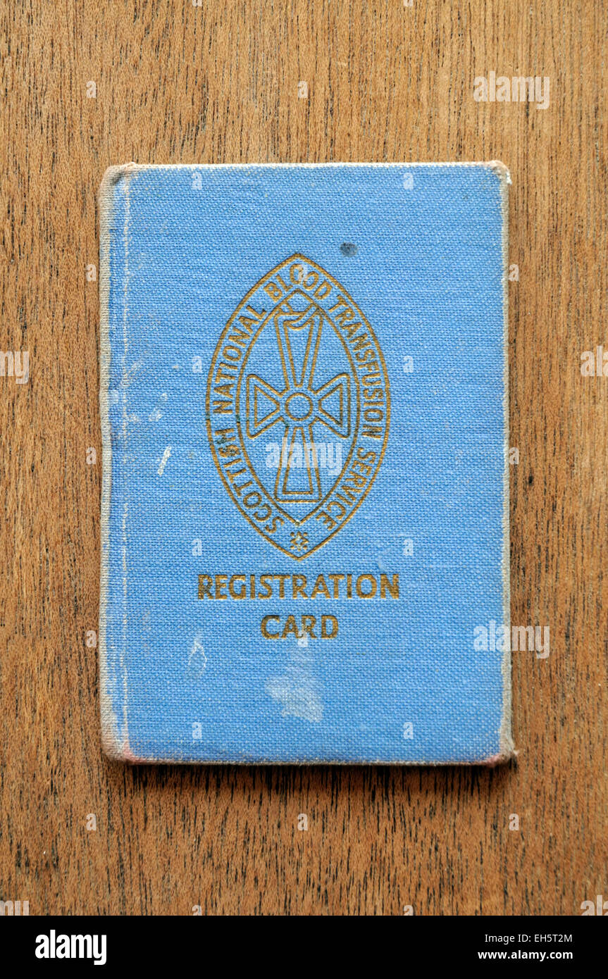 Scottish National Blood Transfusion Registration Card Stock Photo - Alamy