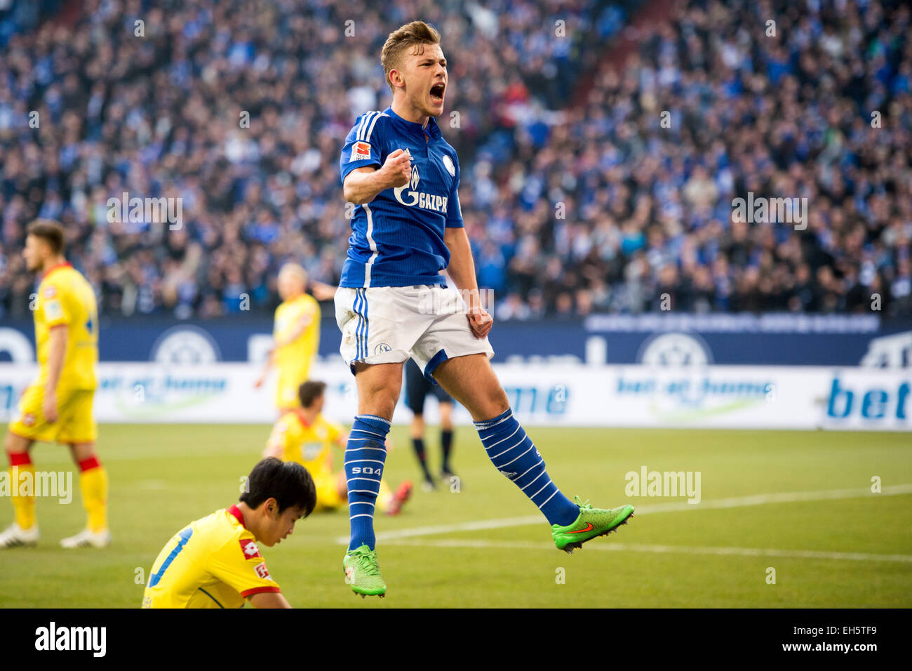 Gelsenkirchen, Germany. 07th Mar, 2015. Schalke's Max Meyer celebrates ...