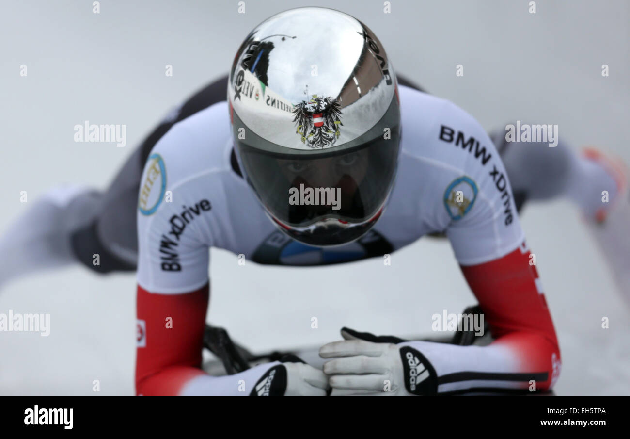 Austrian skeleton pilot Janine Flock in action during the Bob ...
