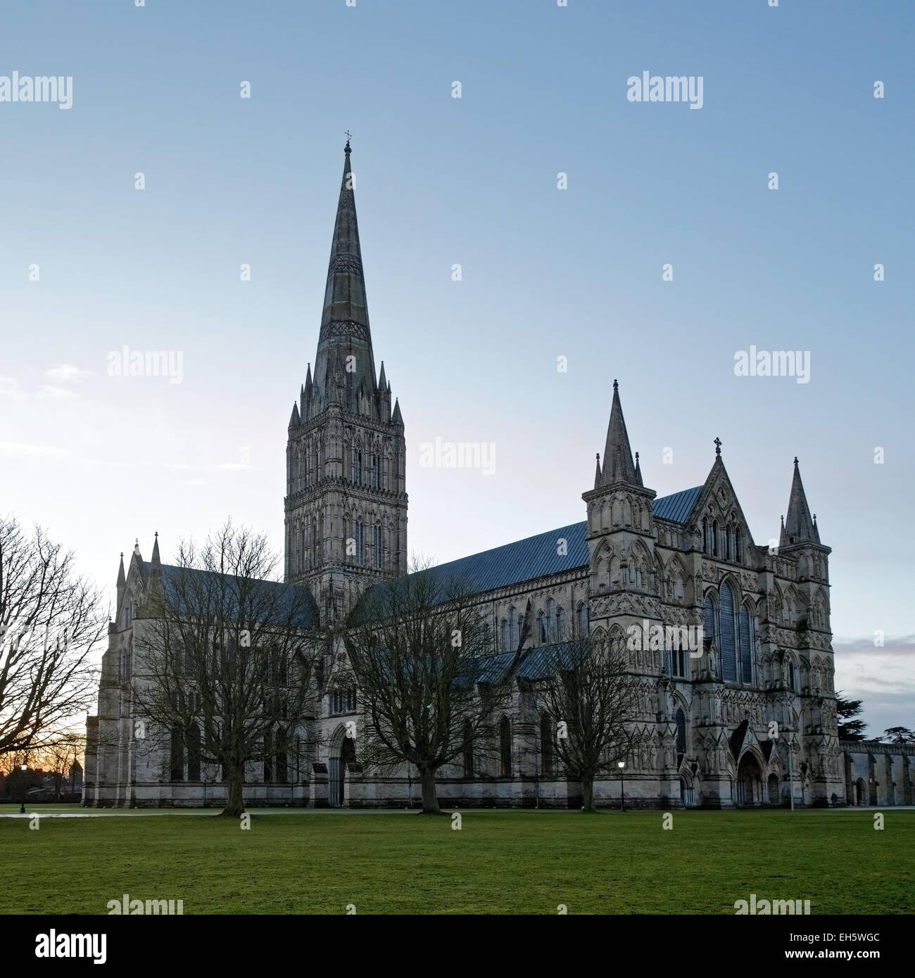 Salisbury Diocese Cathedral at Dawn - West End, North Door, Nave ...