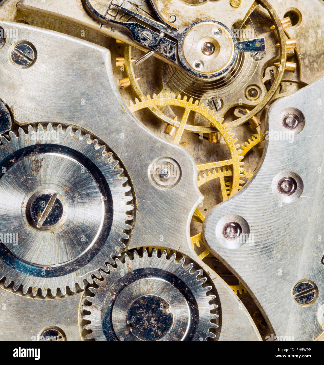 Vintage time piece inner working needing repair Stock Photo - Alamy