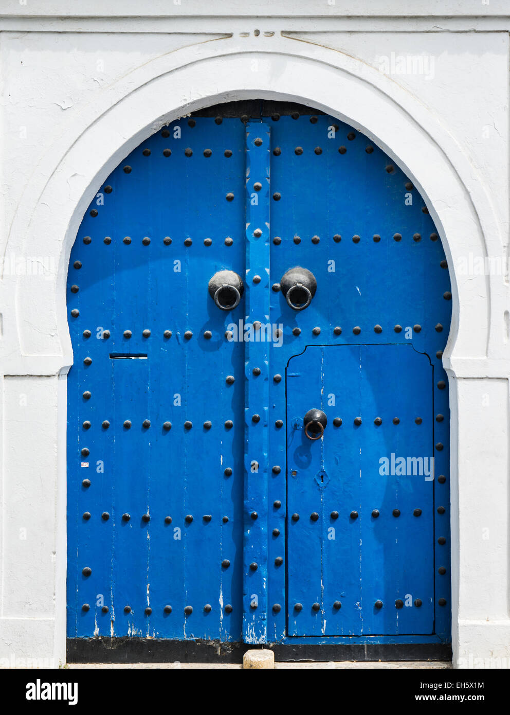 Blue gate and door with ornament from Sidi Bou Said in Tunisia Stock ...