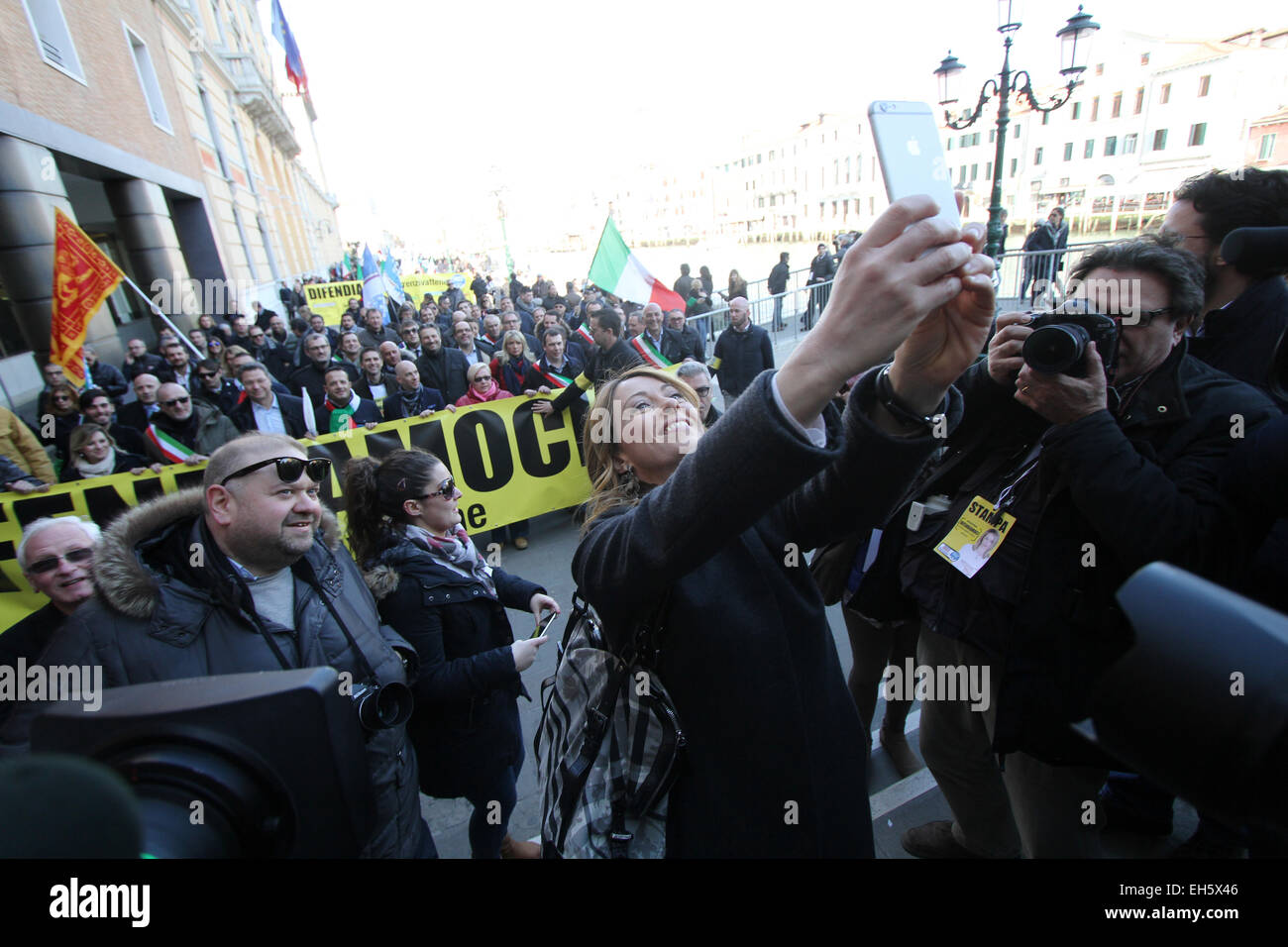Venice, Italy. 7th March, 2015. Giorgia Meloni leader of Fratelli d ...