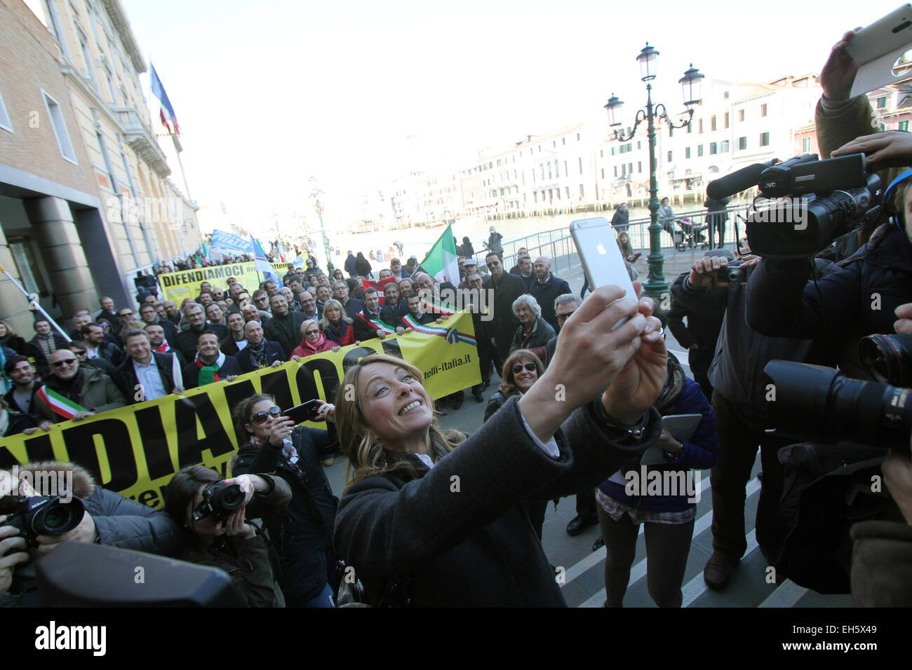 Venice, Italy. 7th March, 2015. Giorgia Meloni leader of Fratelli d ...