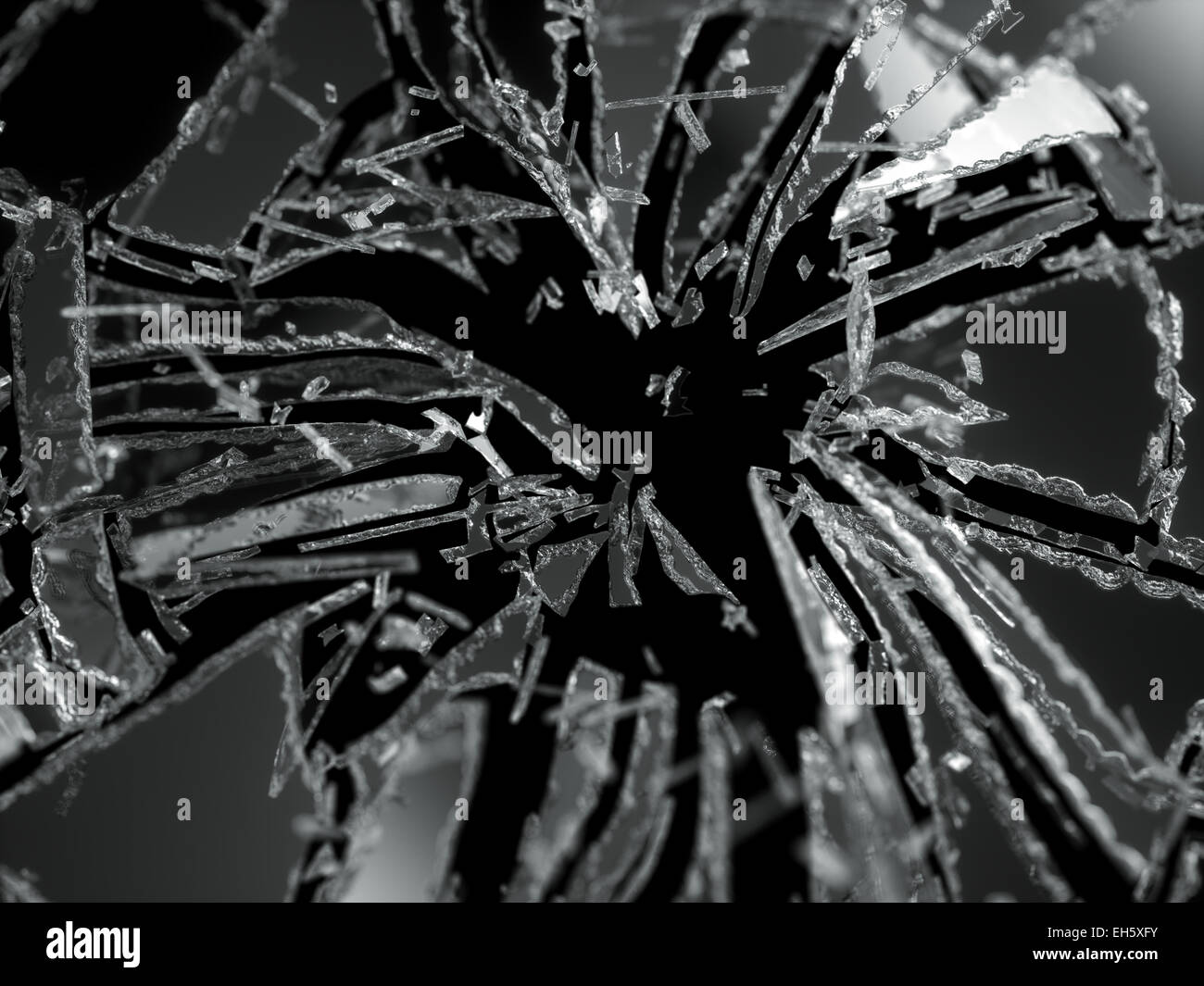 Shattered or demolished glass Pieces isolated over black Stock Photo ...