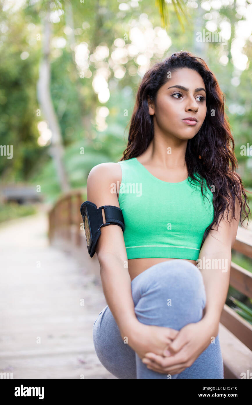 Stretching woman fitness runner hi-res stock photography and images - Alamy