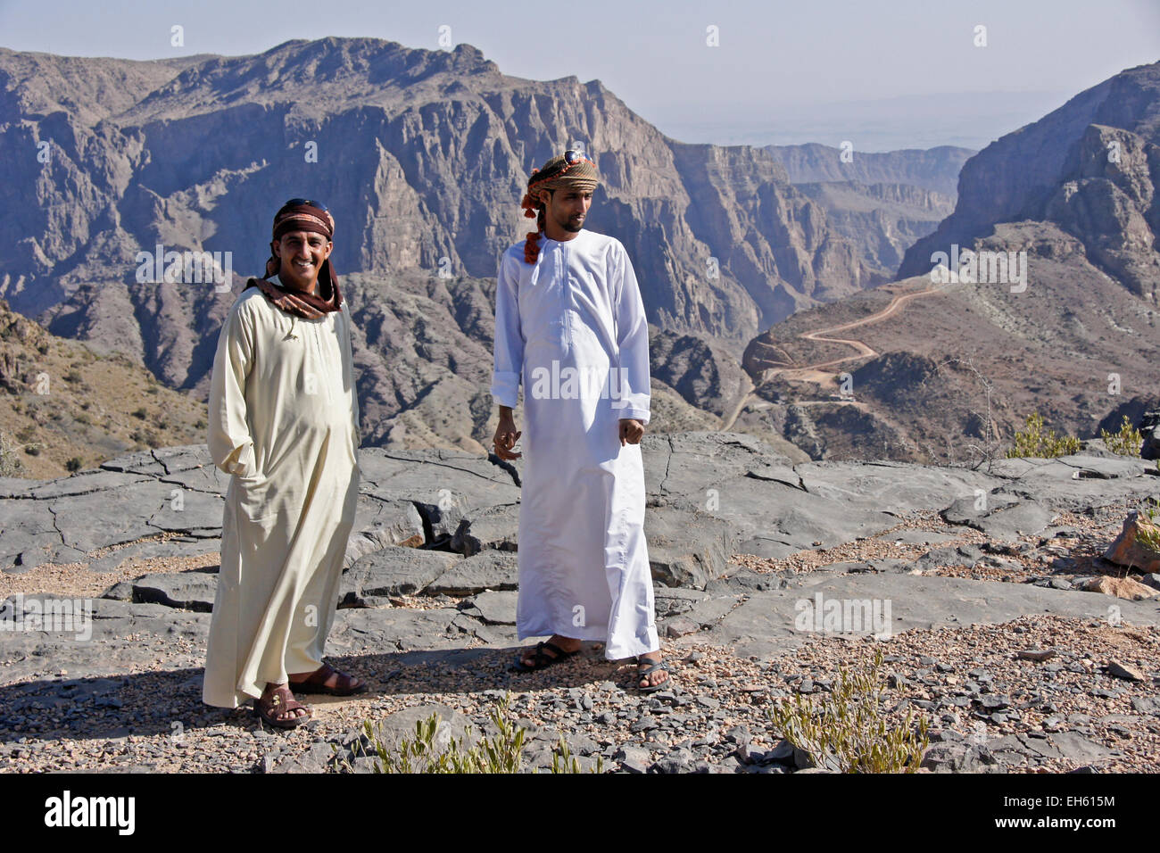 Omani men at Jebal Akhdar in the Hajar Mountains, Oman Stock Photo - Alamy