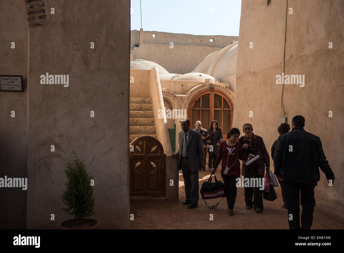 Beheira, Egypt. 7th Mar, 2015. Egyptian Coptic Christians walk inside ...