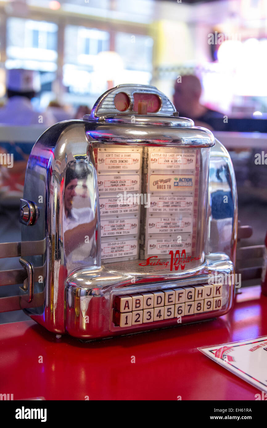 Small Jukebox in diner Stock Photo - Alamy