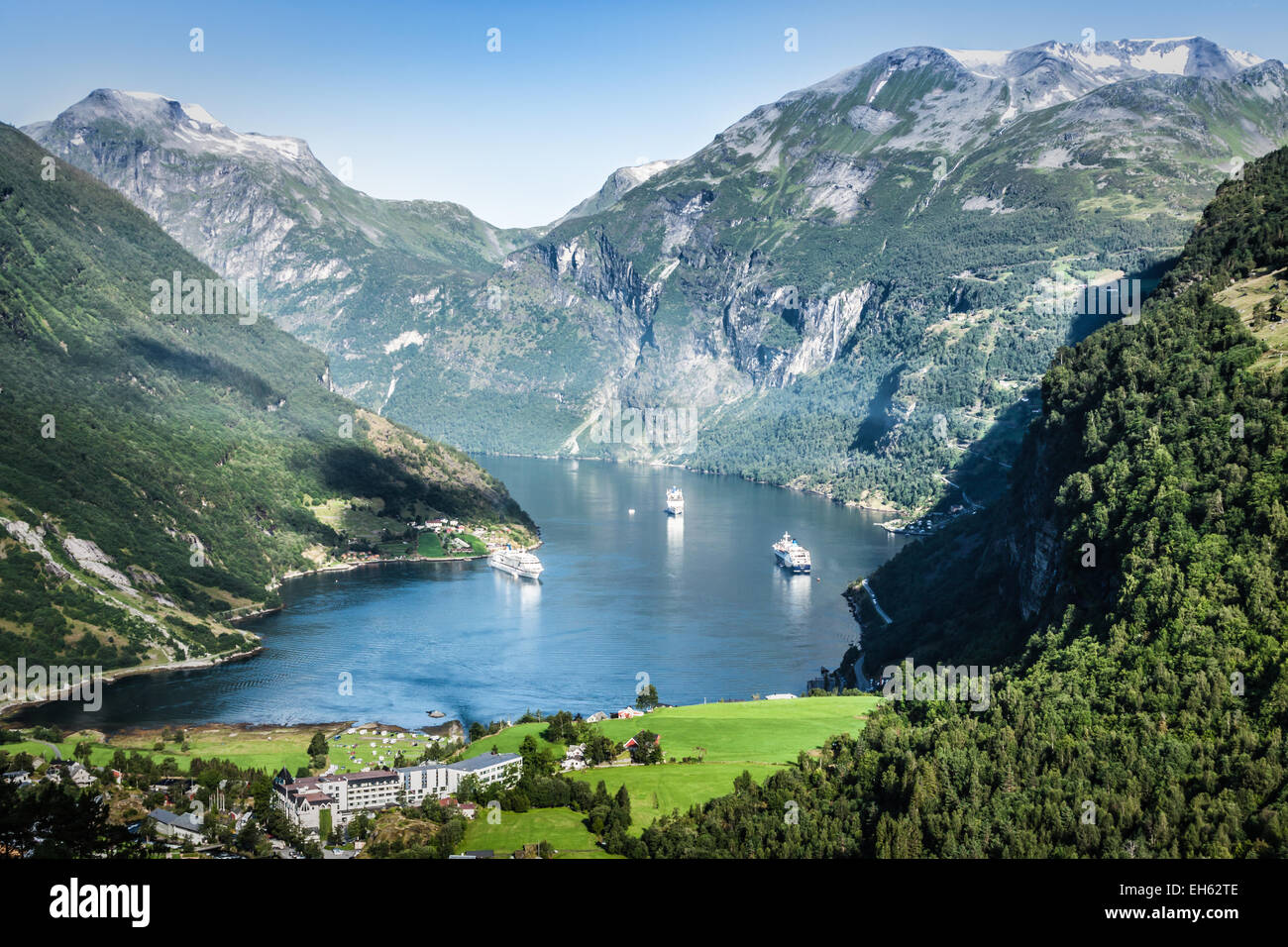 Geiranger fjord panoramic view,Norway Stock Photo - Alamy