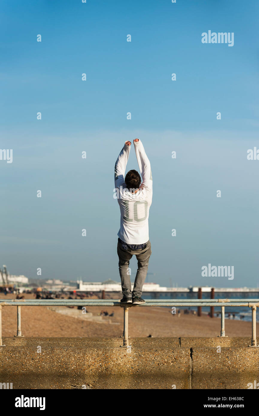 Boy back flip beach hi-res stock photography and images - Alamy