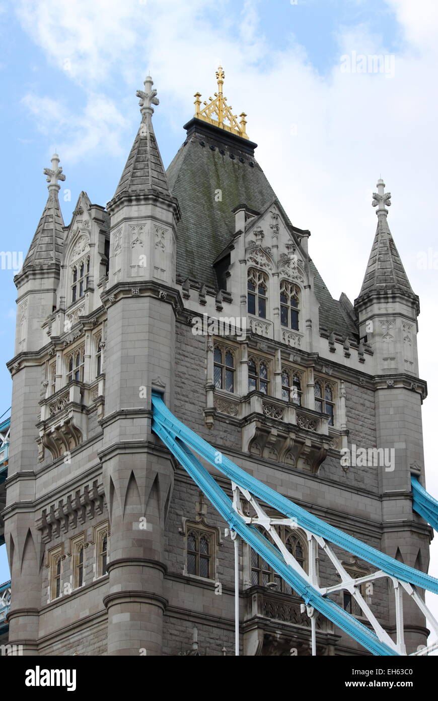 One of the two towers of the Tower Bridge in London, UK Stock Photo - Alamy