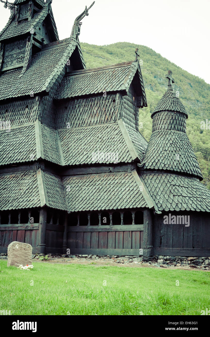 Borgund Stave church. Built in 1180 to 1250, and dedicated to the ...