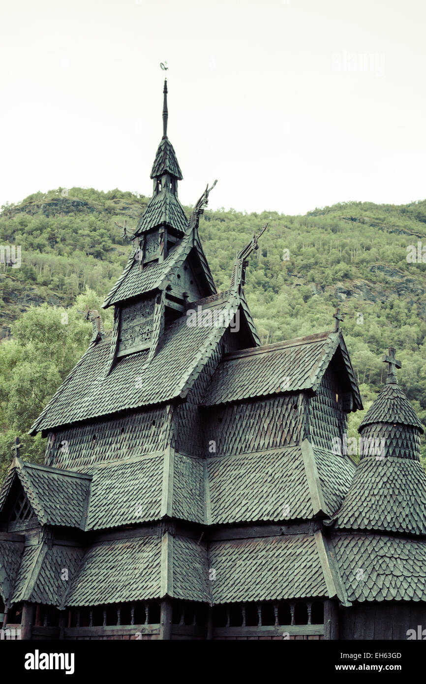 Borgund Stave church. Built in 1180 to 1250, and dedicated to the ...