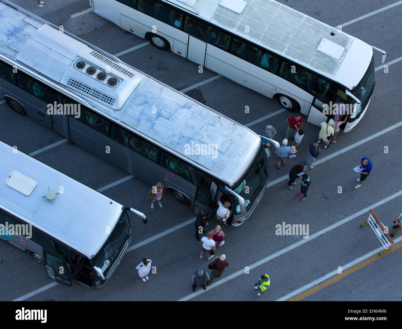 Livorno, Italy cruise ship tour bus passengers from top Stock Photo - Alamy