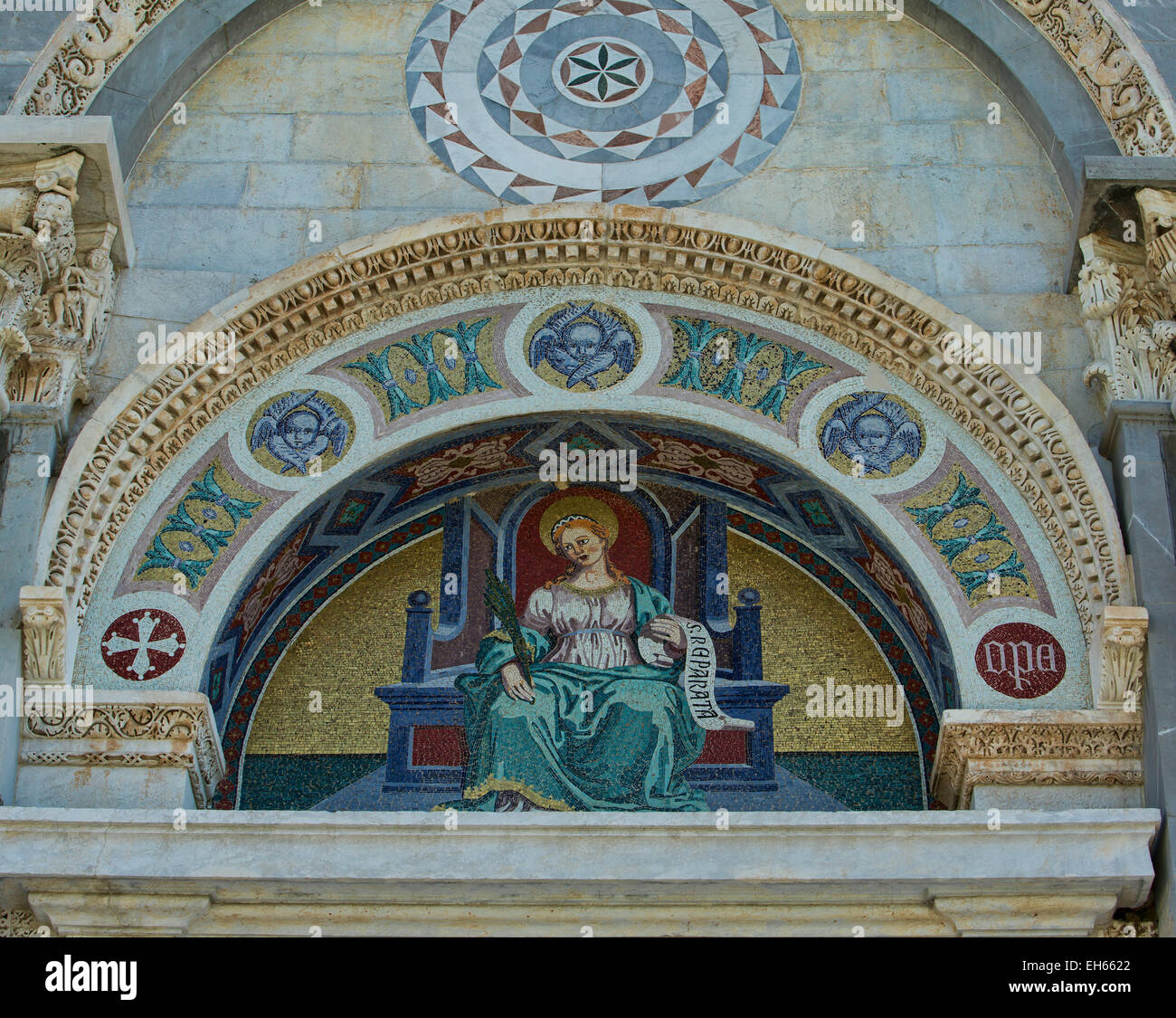 Pisa Italy tile art entrance Basilica Stock Photo - Alamy