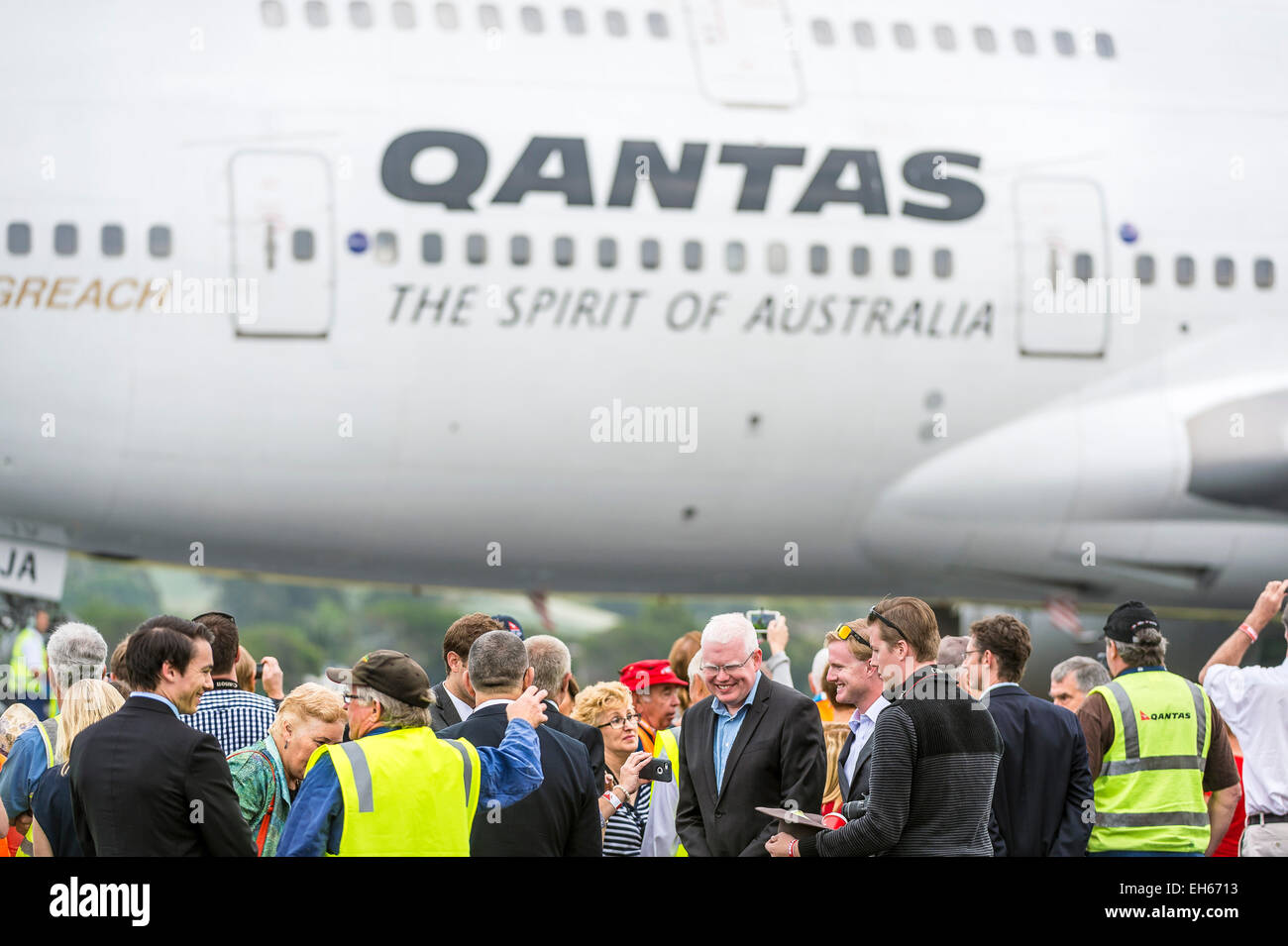 Sydney, Australia. 8th March, 2015. Qantas retired its first Boeing 747-400, VH-OJA, which flew ...