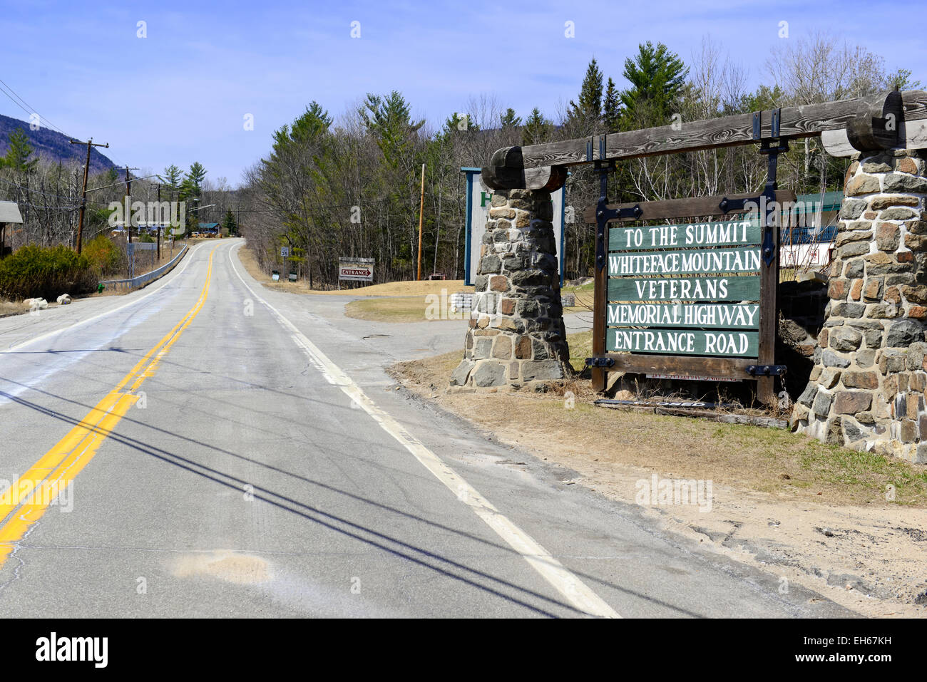 Road Sign for Whiteface Mountain, Adirondacks, New York, USA Stock ...