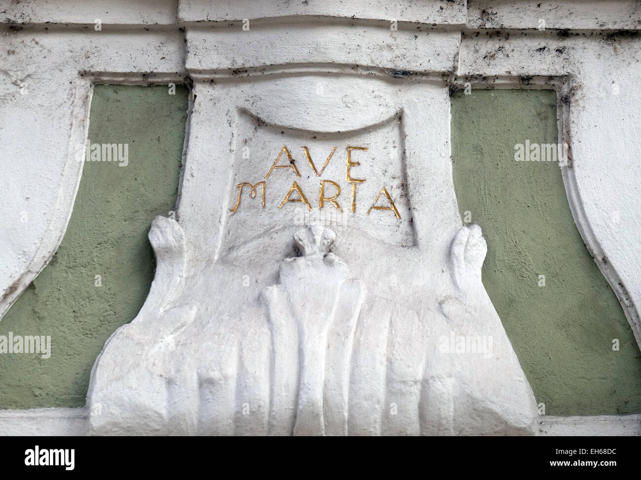 Ave Maria monogram on the house facade in Graz, Styria, Austria on ...