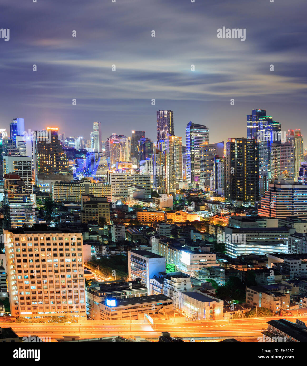 Aerial view of Bangkok downtown Skyline at night Stock Photo - Alamy