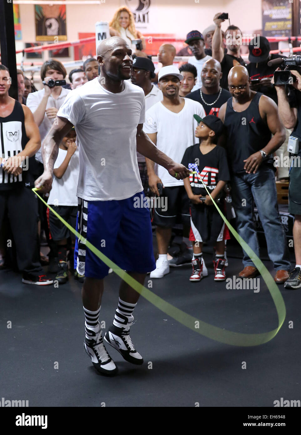 Floyd Mayweather Jr Media Workout at Mayweather Boxing Club Las Vegas ...