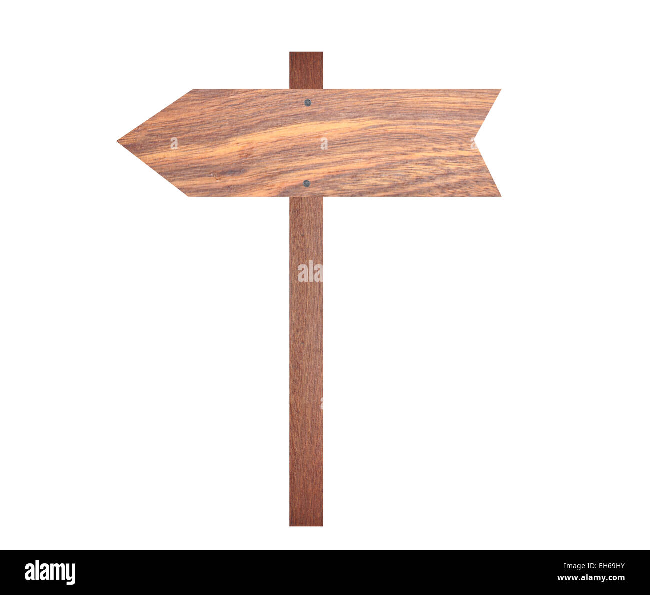 Arrow brown wooden signboard on white background Stock Photo - Alamy