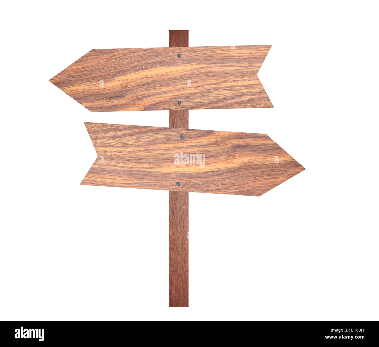 Arrow brown wooden signboard on white background Stock Photo - Alamy