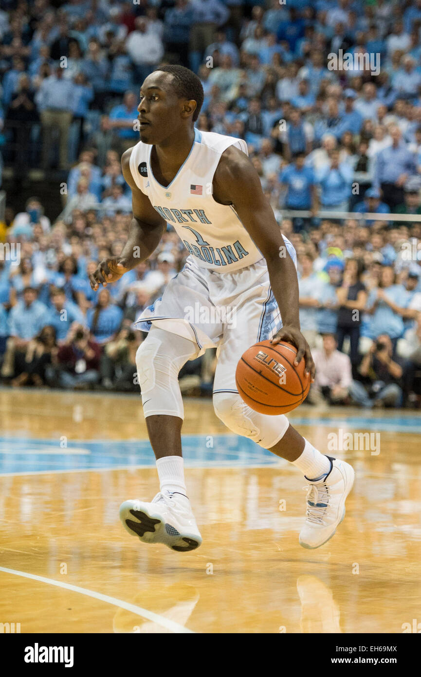 Chapel Hill, NC, USA. 7th Mar, 2015. UNC G-F Theo Pinson (1) during the ...