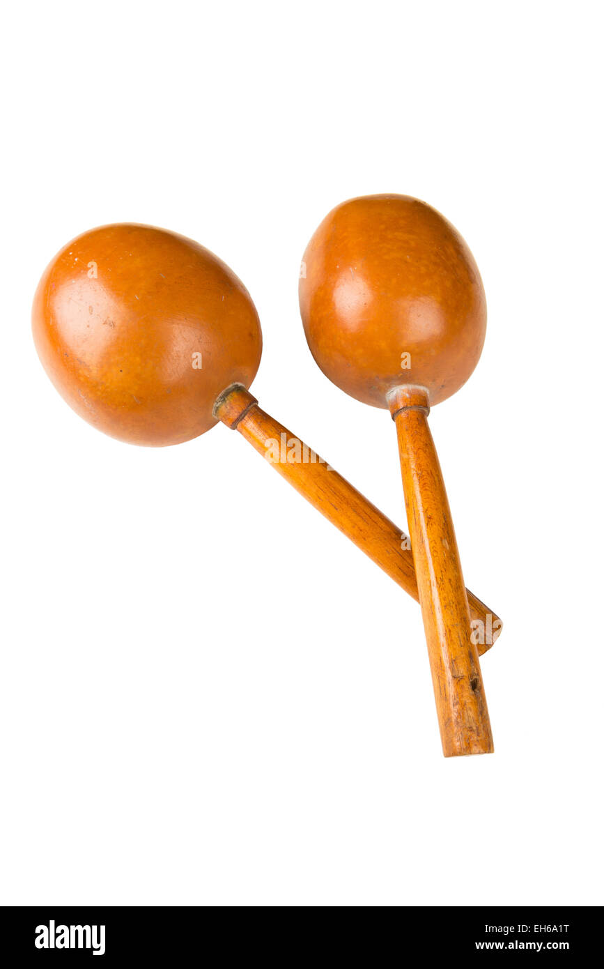 Pair of handmade maracas isolated on white Stock Photo - Alamy