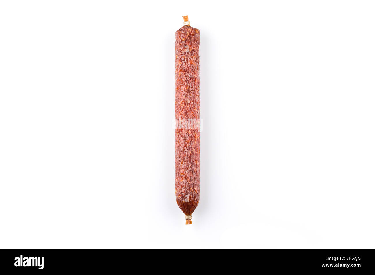 Smoked sausage. Top view. Isolated on a white Stock Photo - Alamy