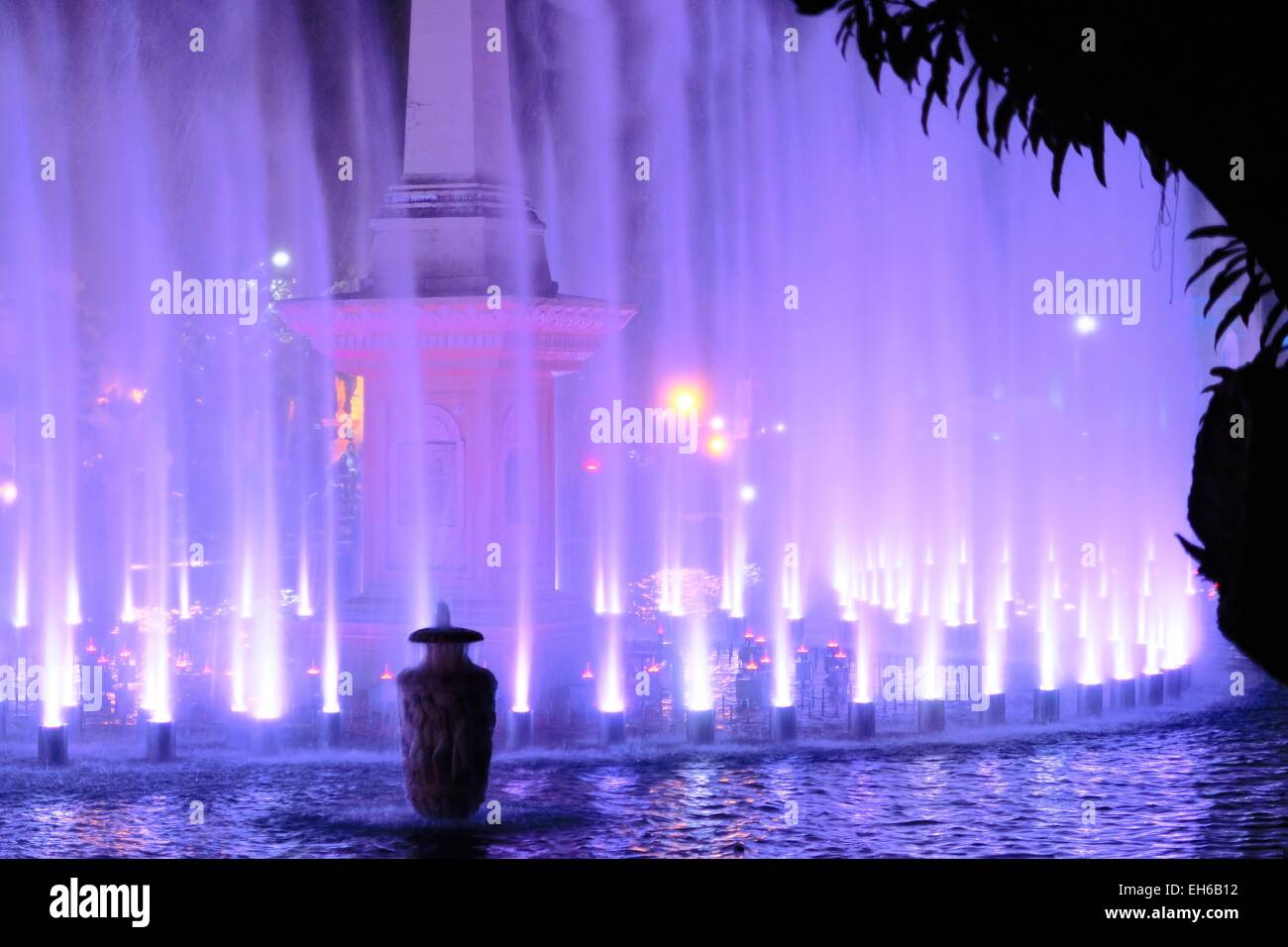 Illuminated Colored Fountain Show, Philippines Stock Photo - Alamy