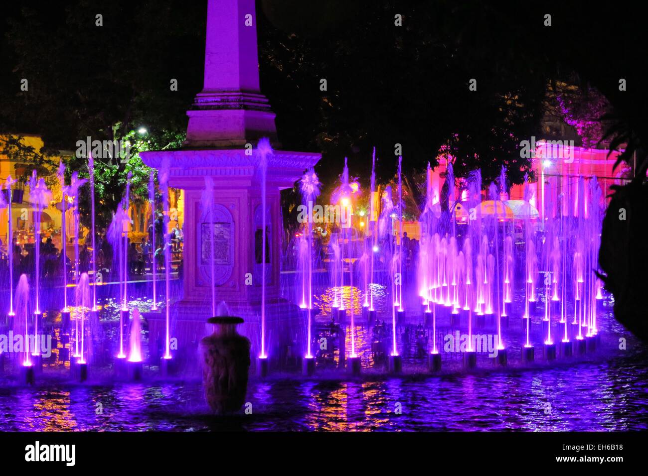 Illuminated Colored Fountain Show, Philippines Stock Photo - Alamy