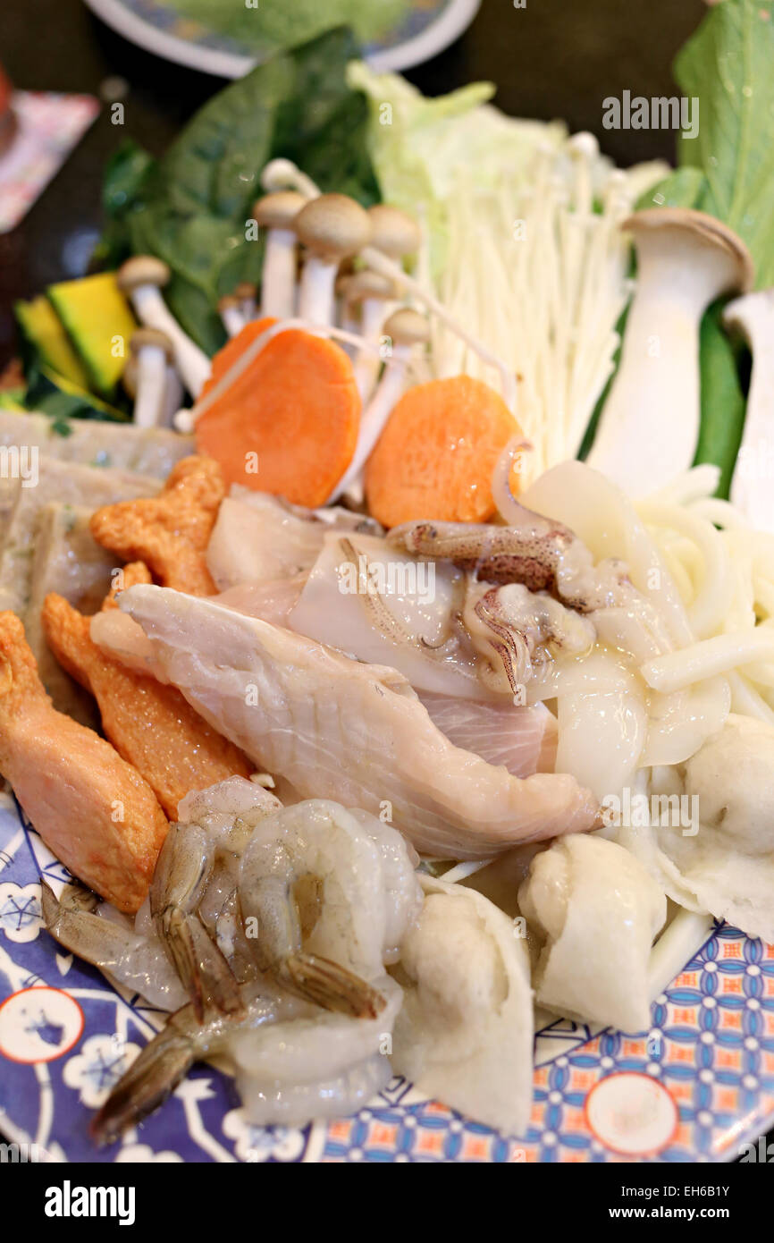 mixture of vegetable set and meat hot pot foods Stock Photo - Alamy