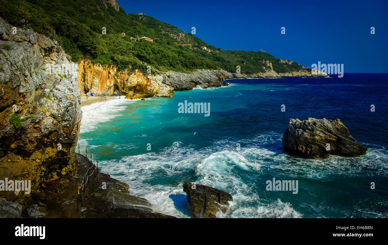 Mylopotamos beach, Pelion, Greece. It is near Tsagarada village in ...