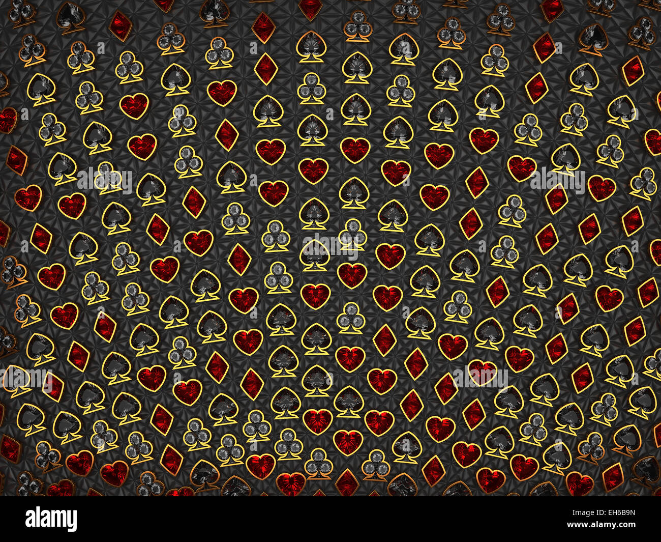 Diamond card suits symbols over stitched textile background. Leisure ...