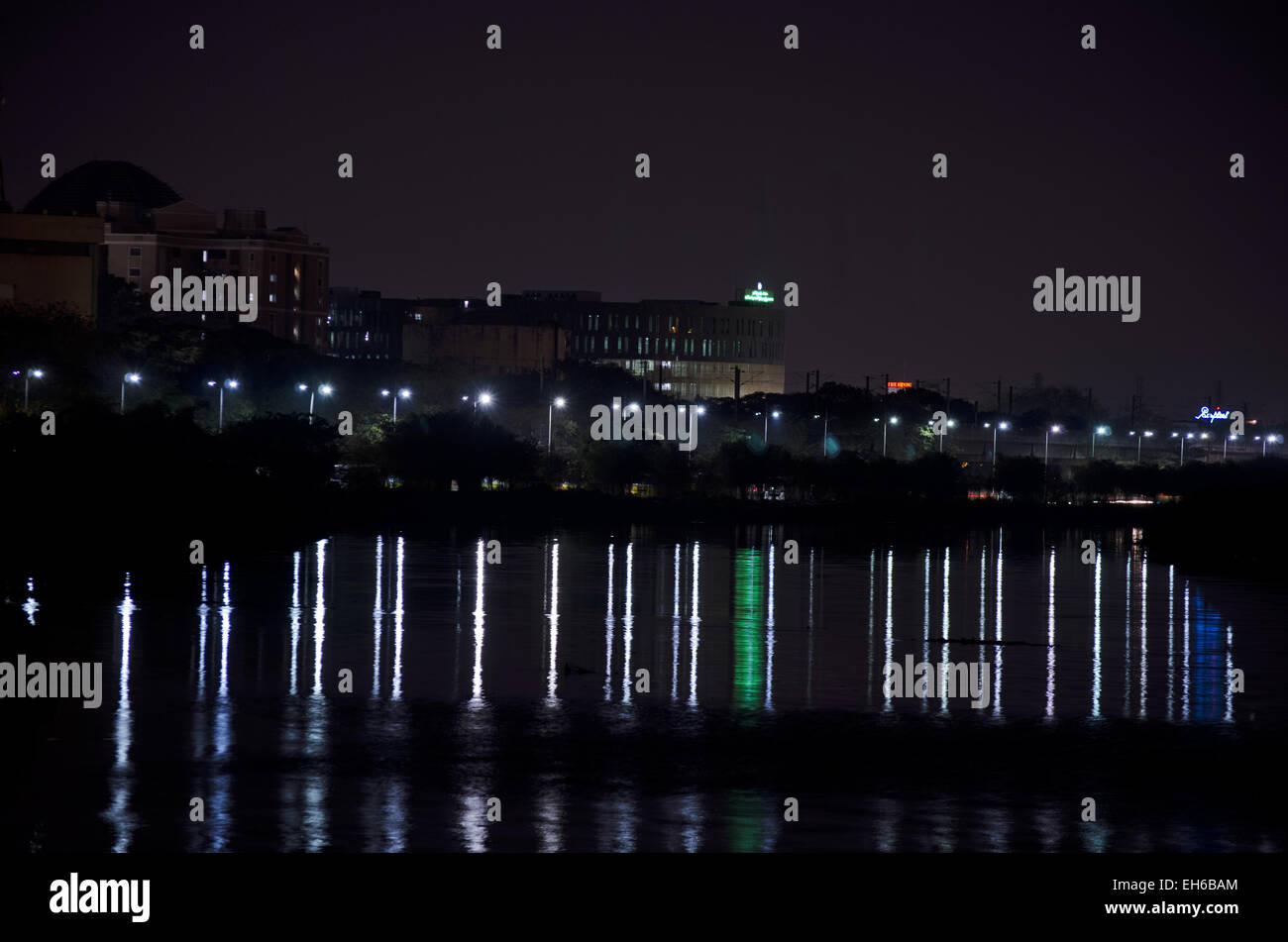 A view of Chennai city from Napier bridge with reflections in Coovum ...