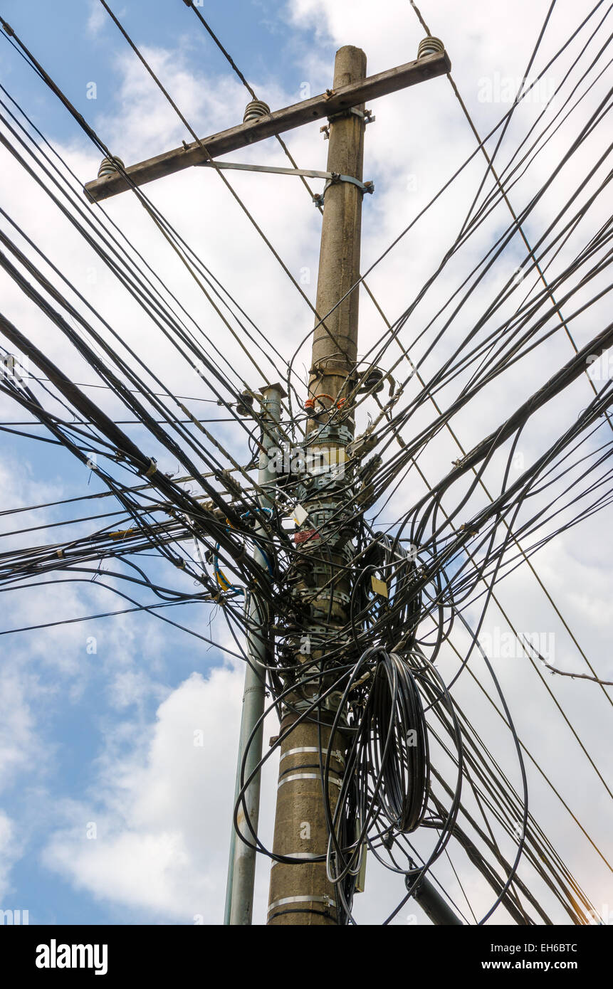 tangle of electrical wires in Sao Paulo, Brazil Stock Photo - Alamy