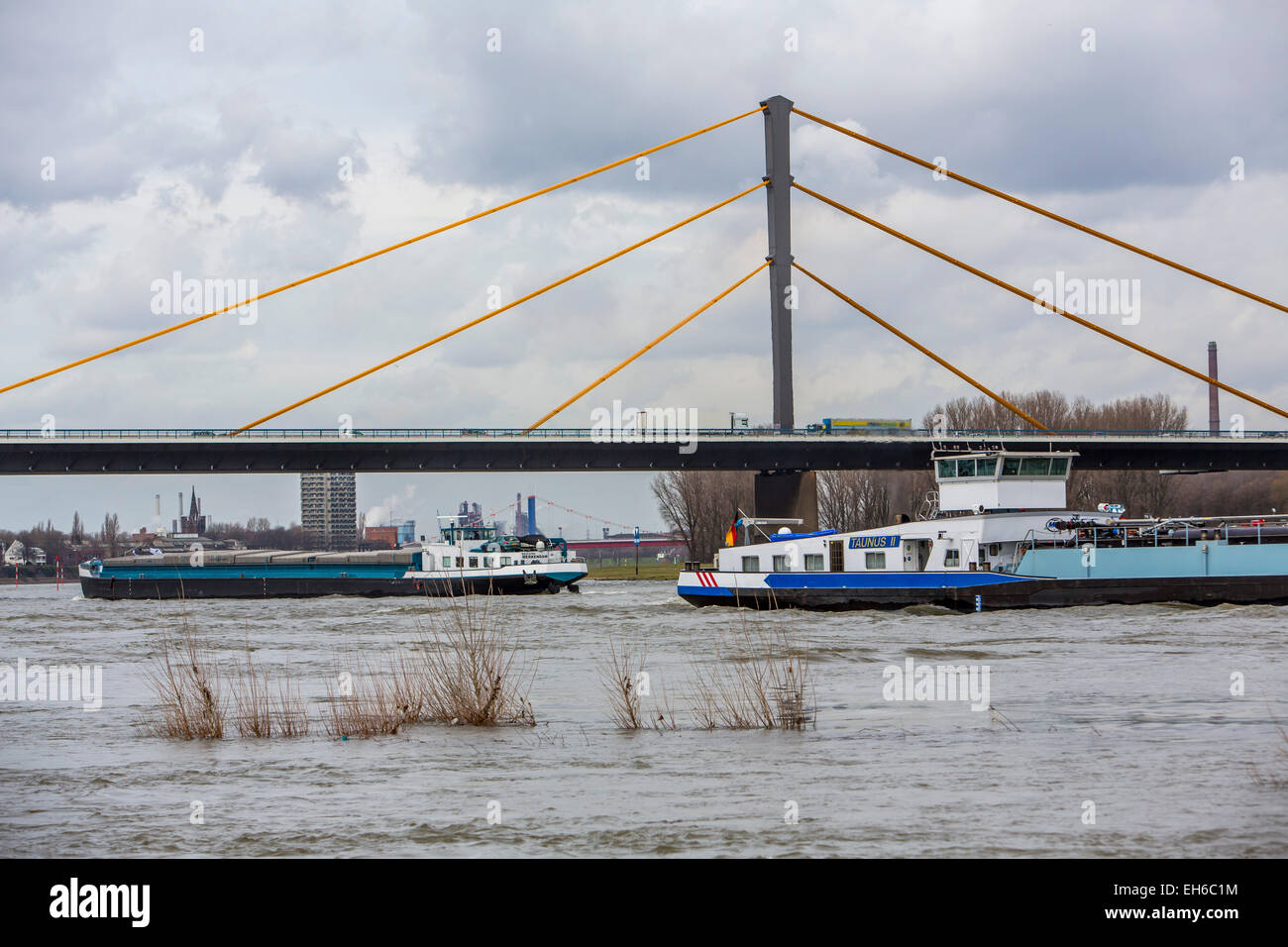 A40 motorway bridge over the Rhine a Duisburg, cable-stayed steel ...