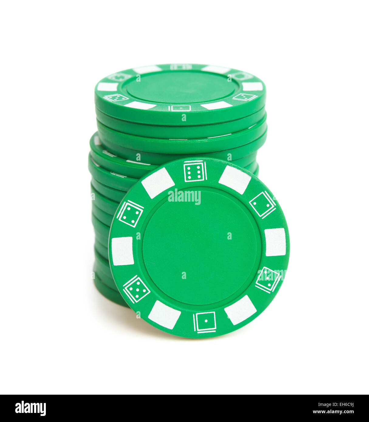stack of green poker chips on white with clipping path Stock Photo - Alamy