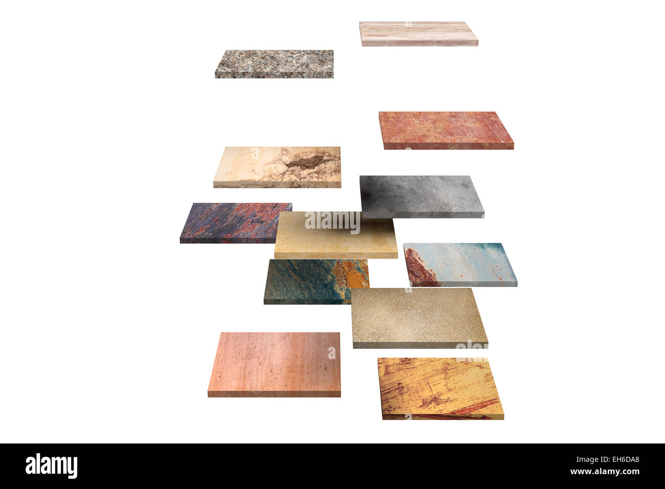 3d rendering of a lot of stones tiles on a white background Stock Photo ...