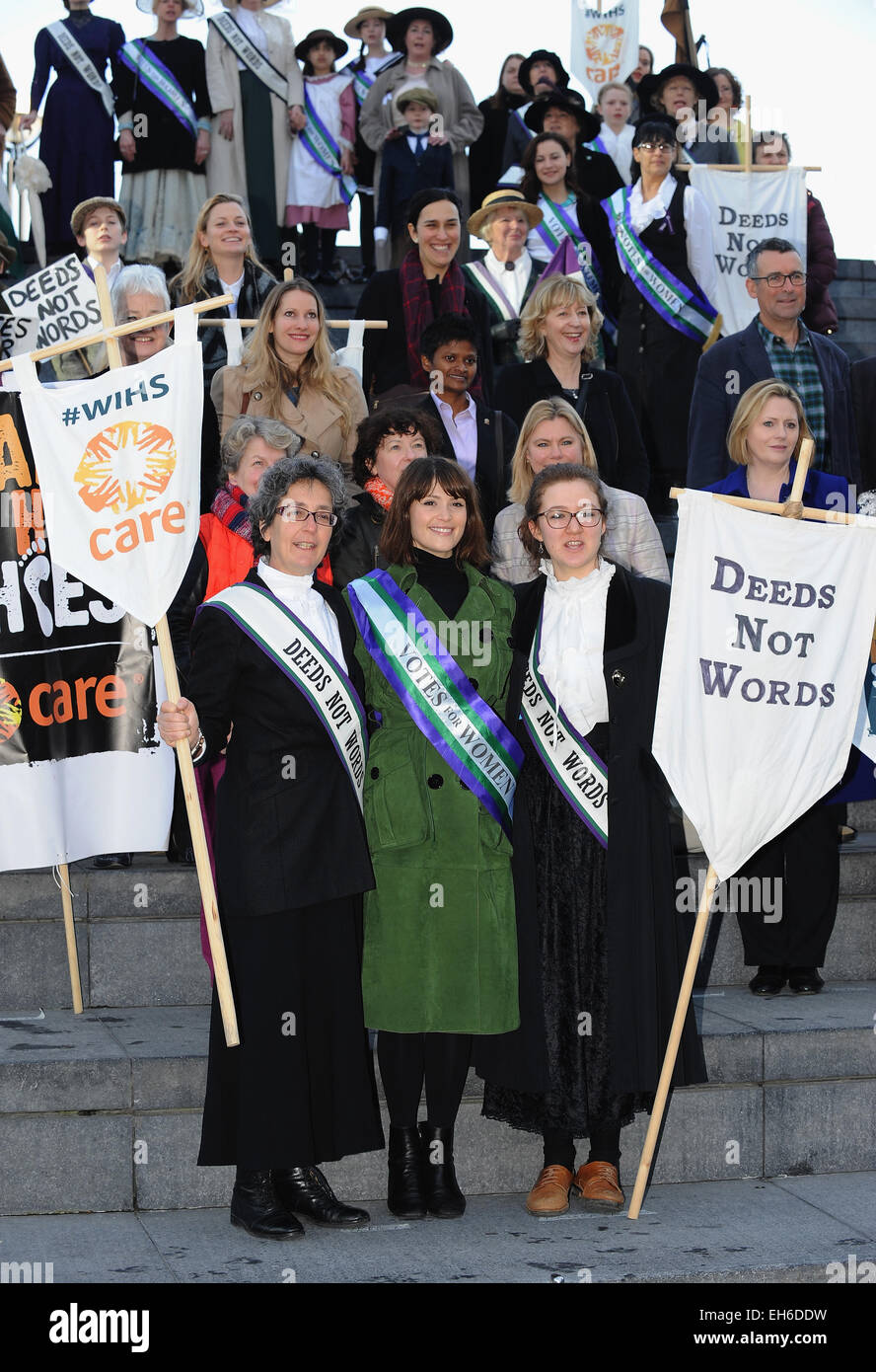 London, UK. 8th Mar, 2015. Helen Pankhurst and Gemma Arterton join 21st ...
