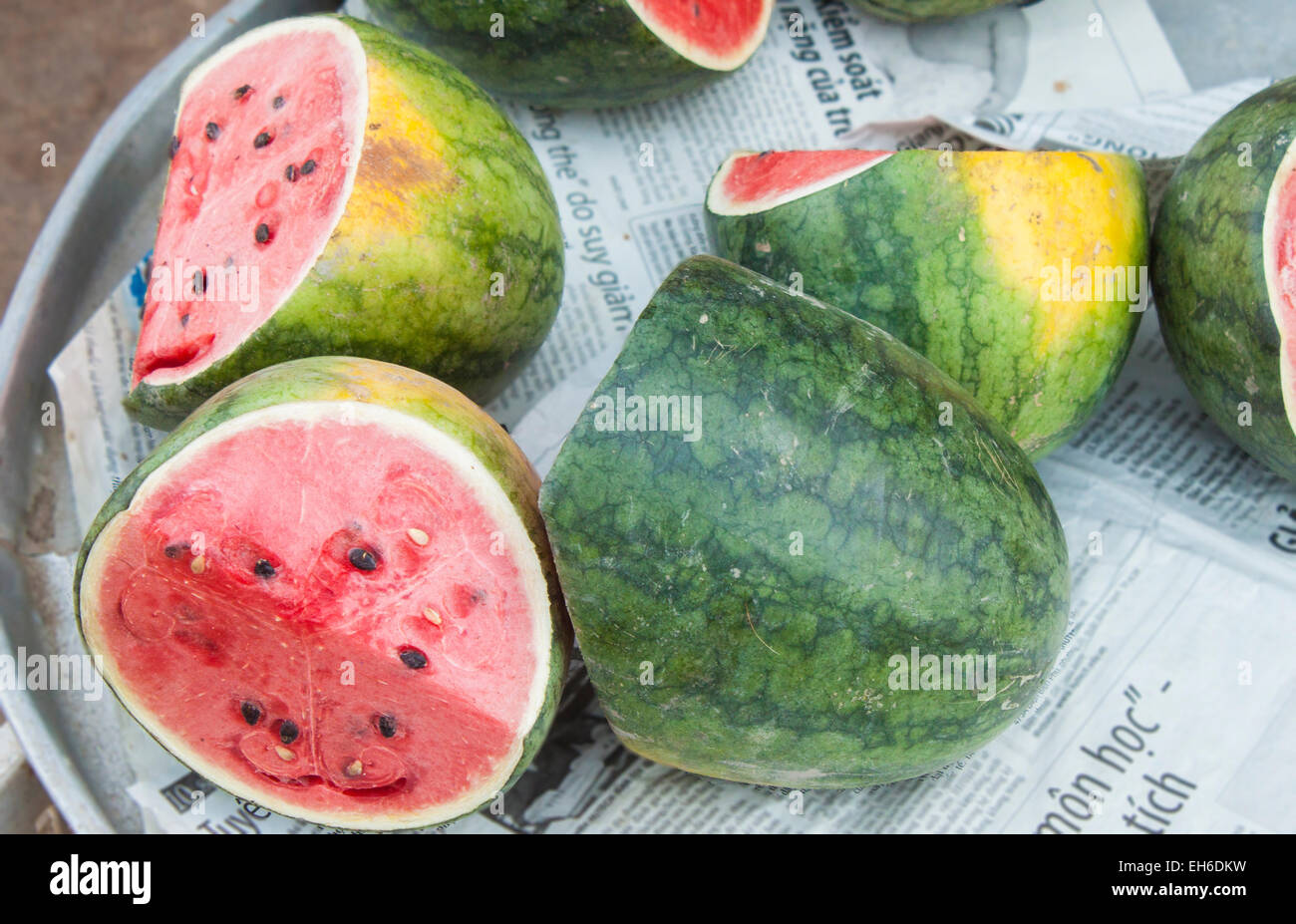 A few sliced watermelons, at a market Stock Photo - Alamy