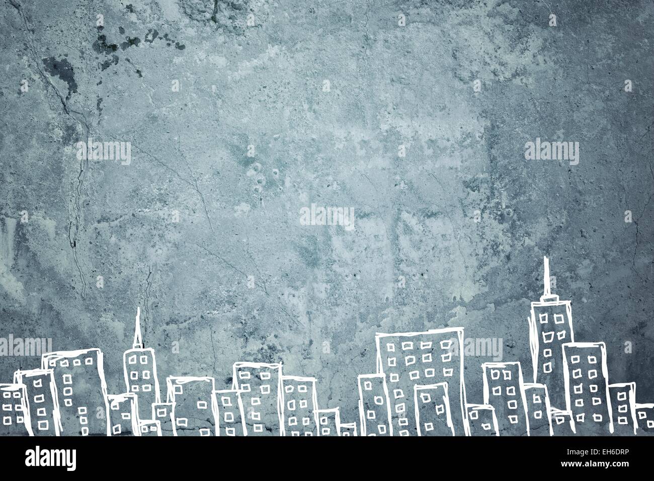 On concrete wall of building sketch drawn Stock Photo - Alamy