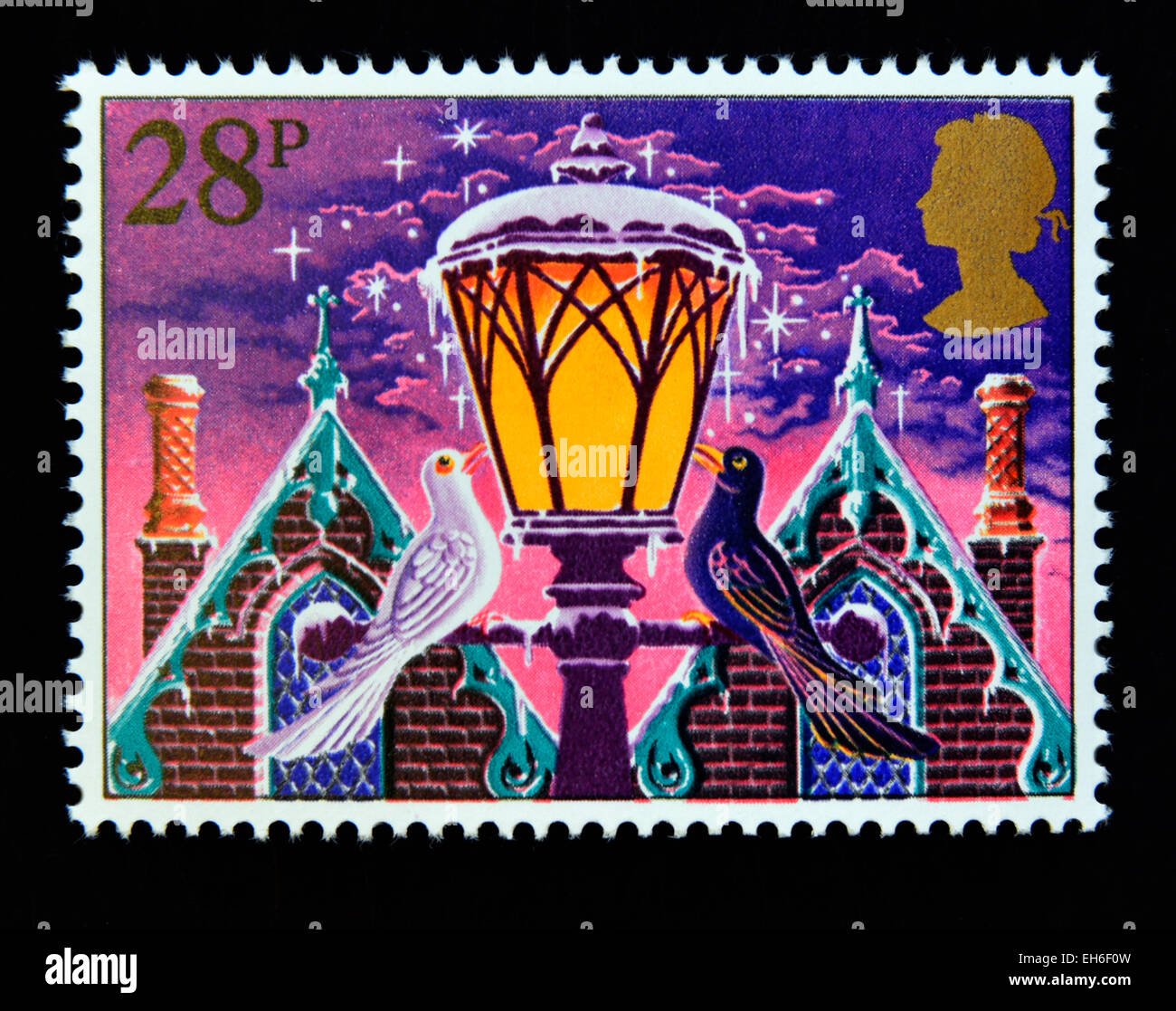 Postage stamp. Great Britain. Queen Elizabeth II. 1983. Christmas ...