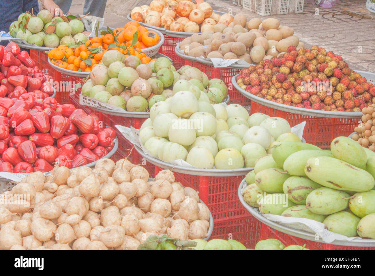 A lot of fresh fruits, at a market Stock Photo - Alamy